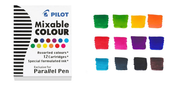 Pilot Parallel Pen Ink Cartridges Pack of 12 - Mixed Colours - Pen City